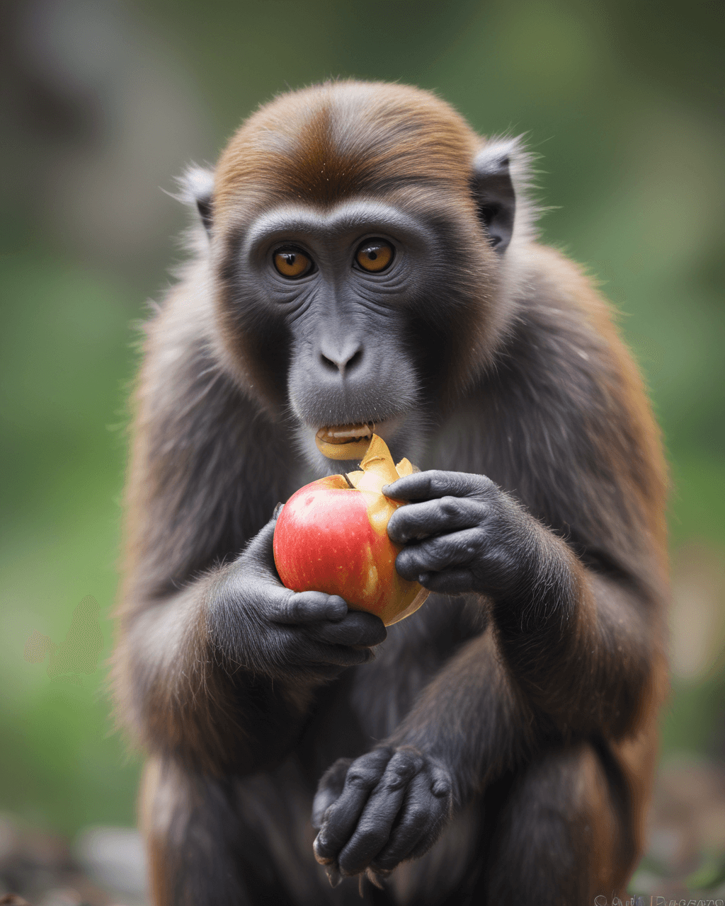 Monkey Eating Apple
